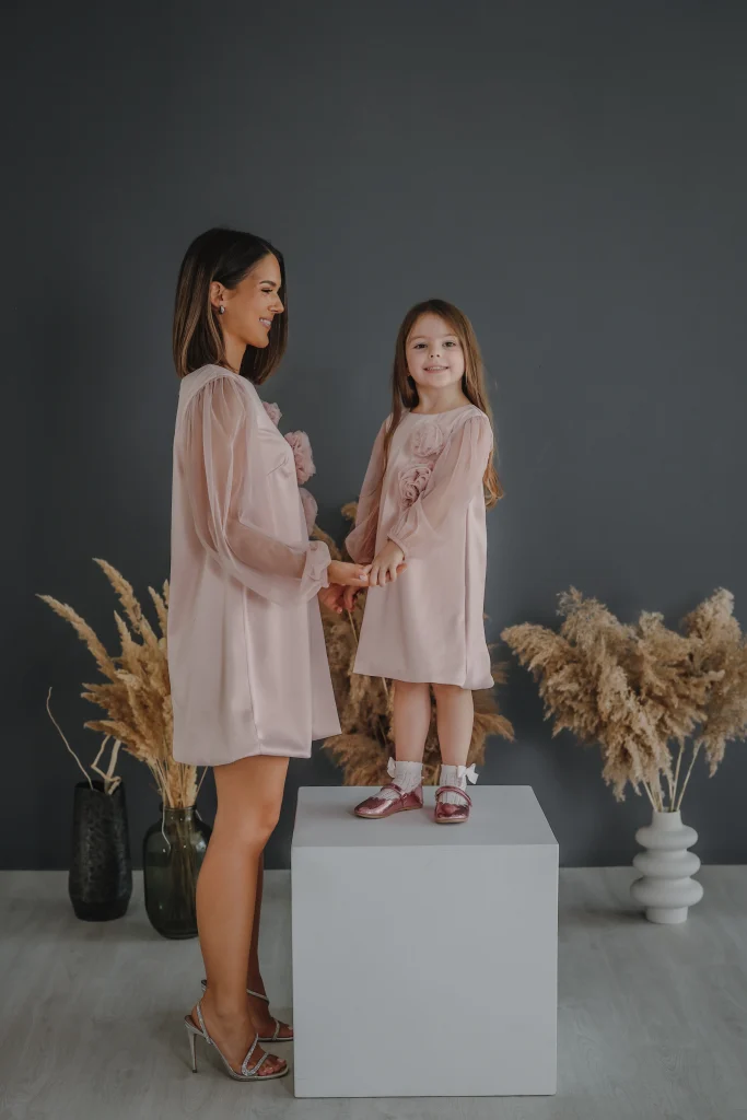 Svečana haljina Draga - roze - set za mamu i ćerku | Pčelica Maja